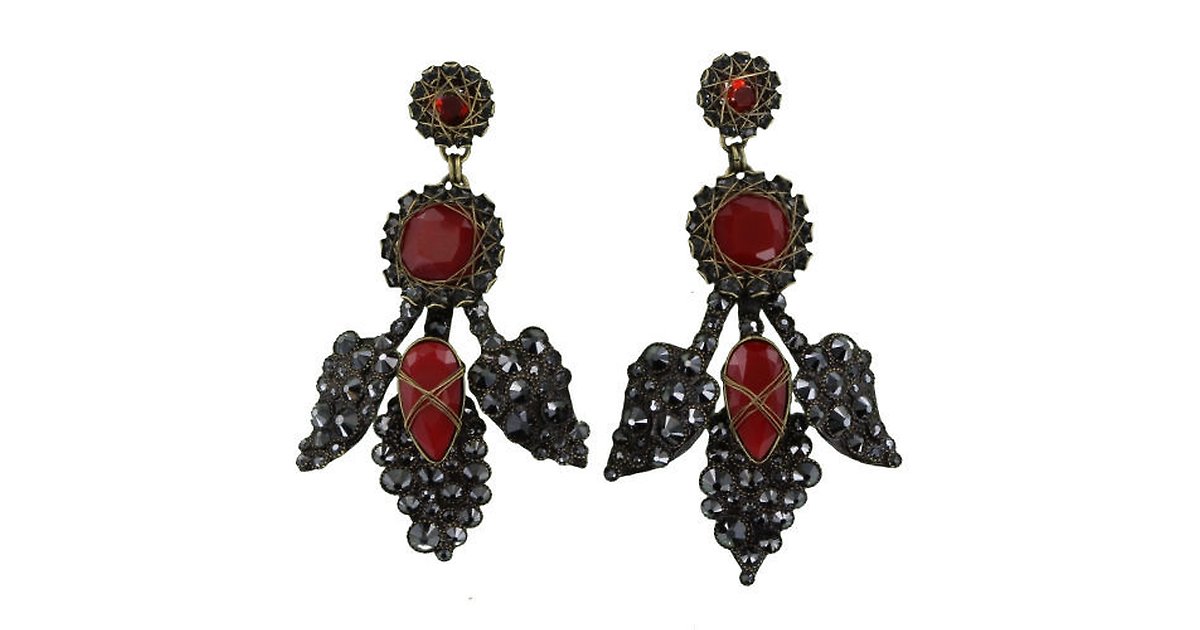 KONPLOTT / Earring stud dangling Queen of Elves black/red